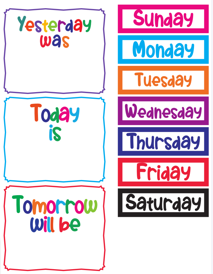 Days of the Week Wall Chart - The Lifematics Centre